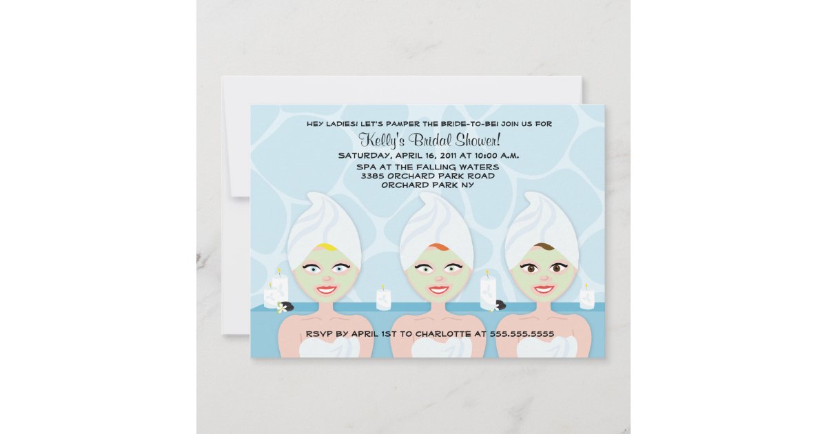 SPA BRIDAL SHOWER INVITATION Light Blue | Zazzle