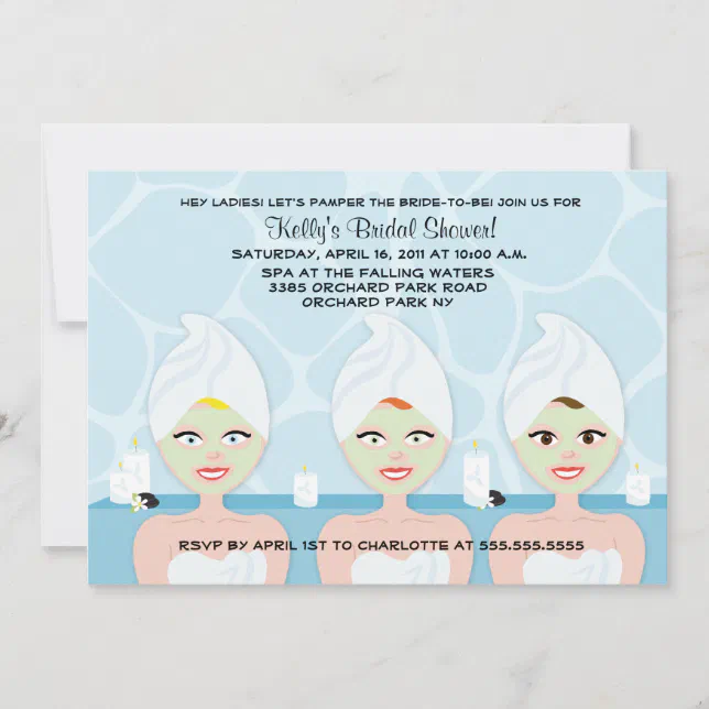 SPA BRIDAL SHOWER INVITATION Light Blue | Zazzle