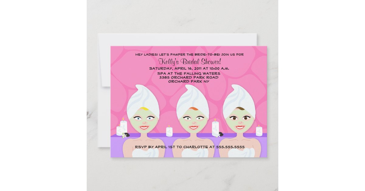 SPA BRIDAL SHOWER INVITATION Pink / Purple | Zazzle