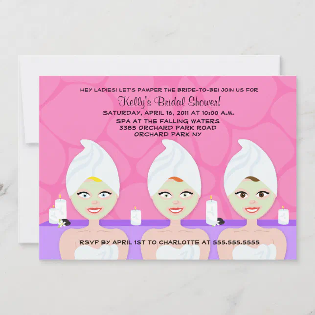 SPA BRIDAL SHOWER INVITATION Pink / Purple | Zazzle