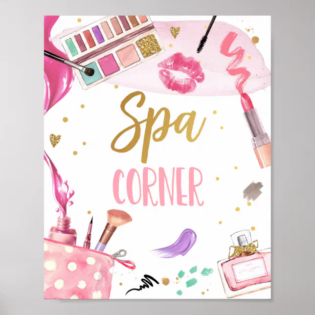 Spa Corner Party Makeup Glamour Girl Birthday Post Poster | Zazzle