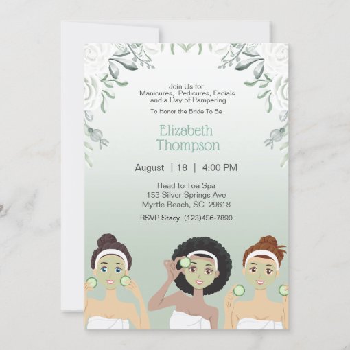 Spa Day Bachelorette Party Floral Invitation | Zazzle