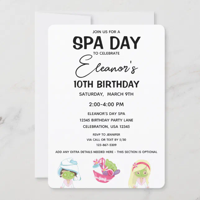 Spa Day Birthday Girl Party Invitation | Zazzle