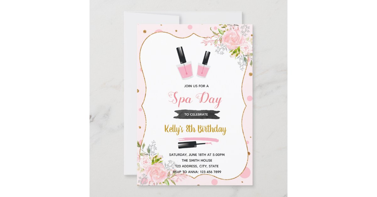 Spa day birthday invitation | Zazzle