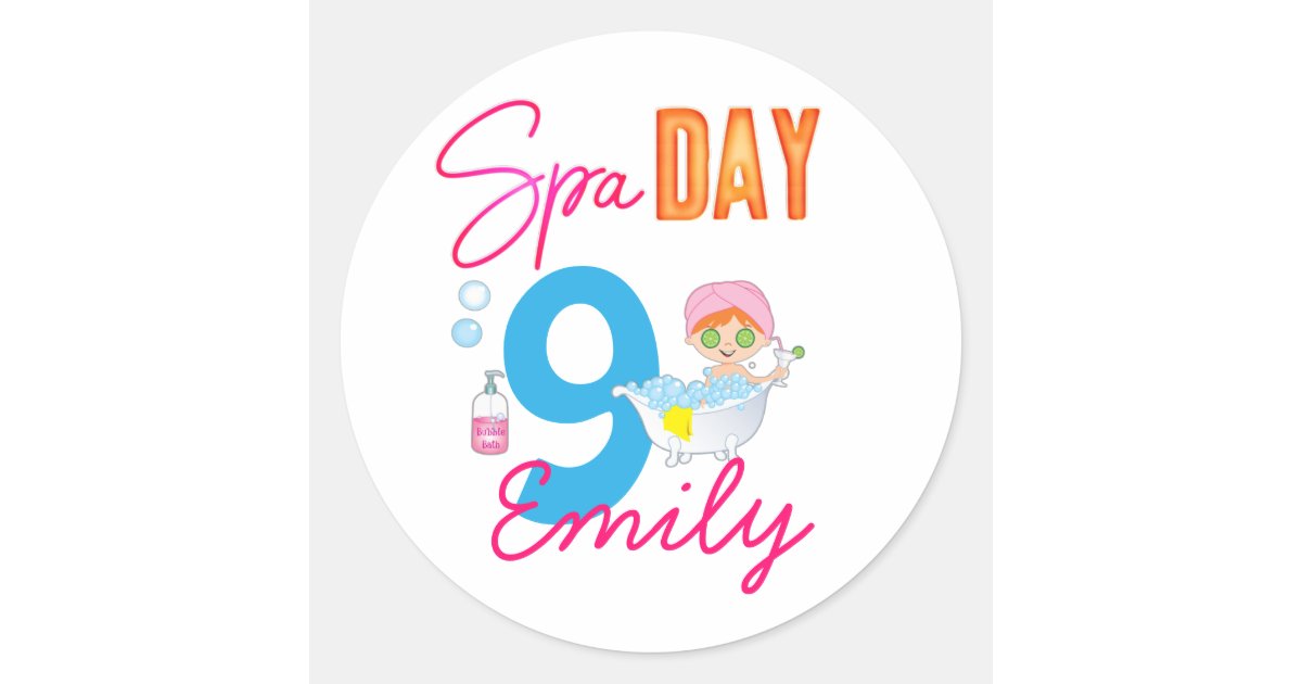 Spa Day Birthday Party Classic Round Sticker | Zazzle