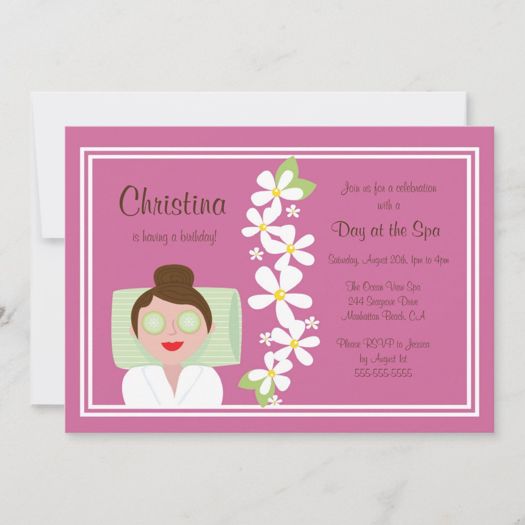 Spa Day Birthday Party Invitation | Zazzle