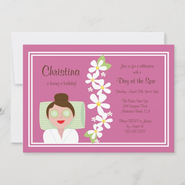 Spa Day Birthday Party Invitation | Zazzle