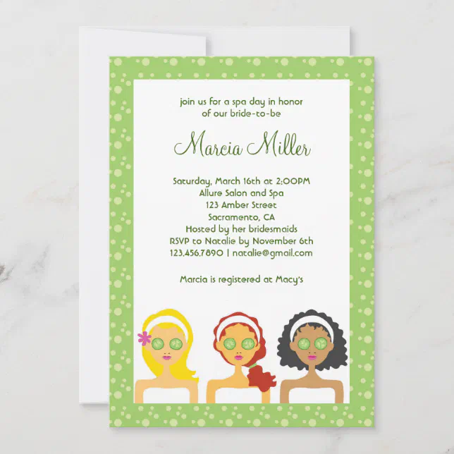 Spa Day Bridal Shower Invitation | Zazzle