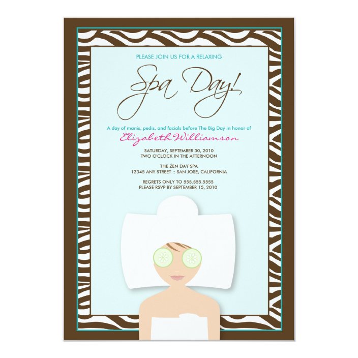 Spa Day Bridal Shower Invitation (blue) | Zazzle.com