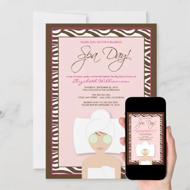 Spa Day Bridal Shower Invitation (pink) | Zazzle