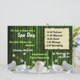Spa Day For Employees Custom Invitations | Zazzle