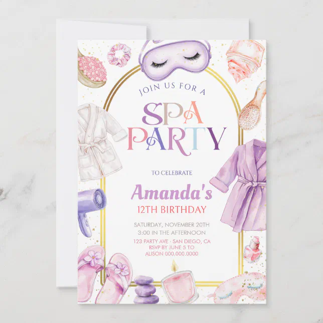 Spa day Girls Birthday Invitation | Zazzle