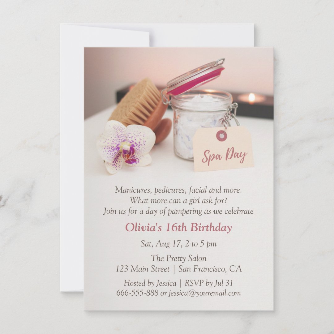 Spa Day Girls Birthday Party Invitations | Zazzle