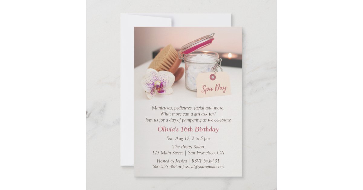 Spa Day Girls Birthday Party Invitations | Zazzle