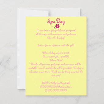 Spa Day Invitation | Zazzle