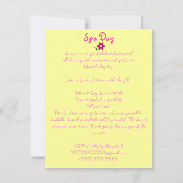 Spa Day Invitation | Zazzle