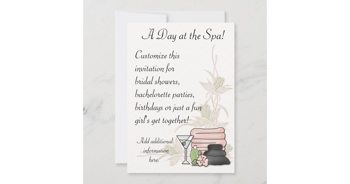 Spa Day Invitation | Zazzle