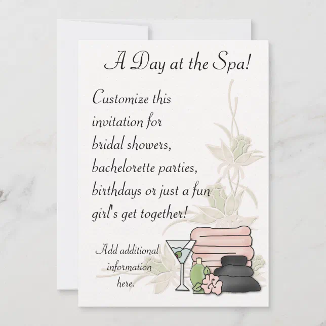 Spa Day Invitation | Zazzle