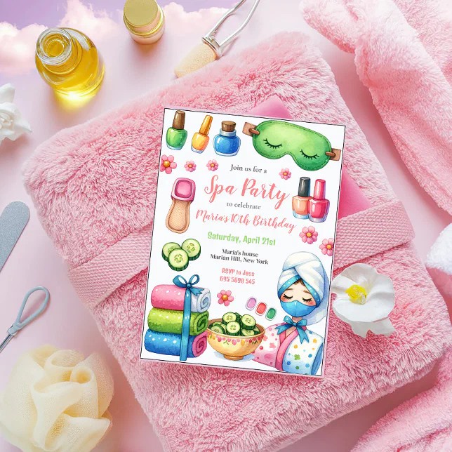 Spa Day Party Pampering Birthday Party Invitation | Zazzle