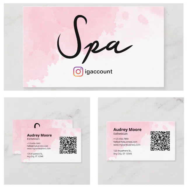 Spa Esthetician Watercolor QR Code Business Card | Zazzle