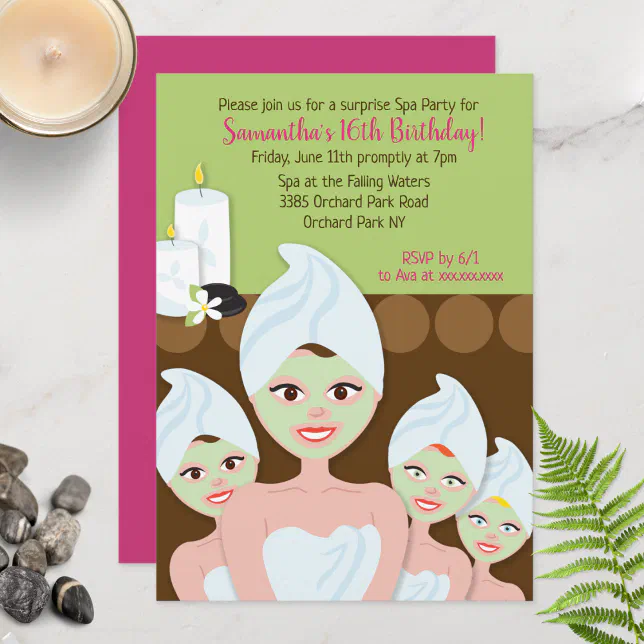 Spa Girls Birthday Invitation, Any age Invitation | Zazzle