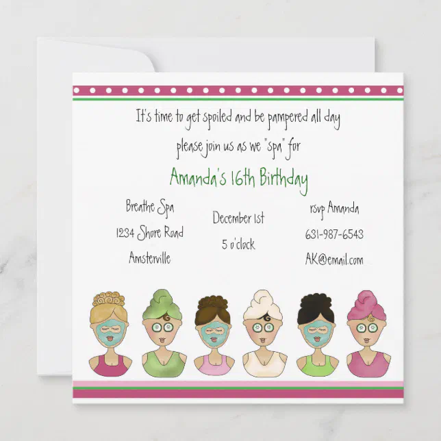 Spa Girls Invitation | Zazzle