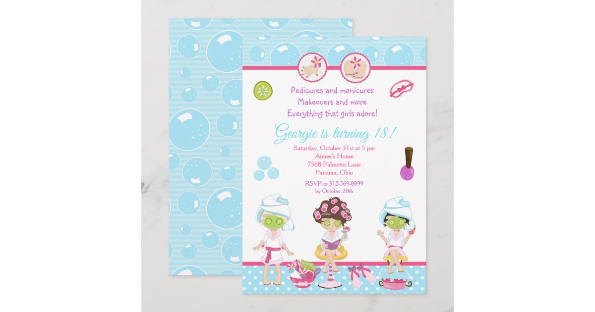 Spa Girls Pamper Birthday Party Invitation | Zazzle