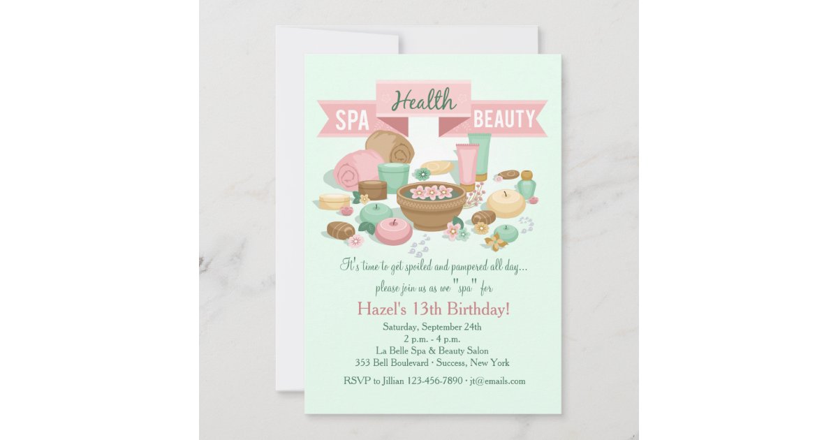 Spa Health Beauty Invitation | Zazzle