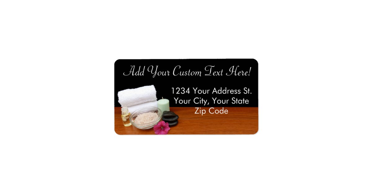 Spa/Massage/Pedicure Salon Scene Black/Color Label | Zazzle