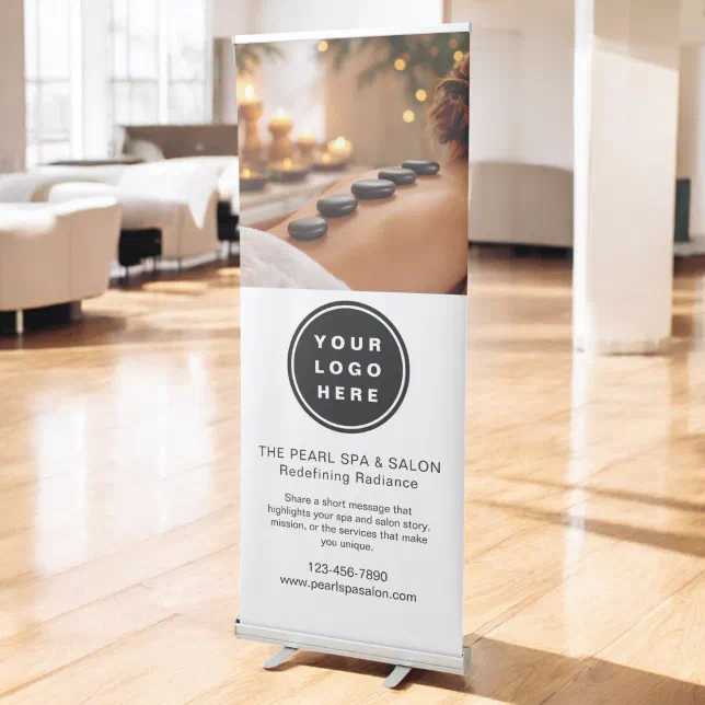 Spa Massage Salon Business Logo Photo Retractable Banner | Zazzle
