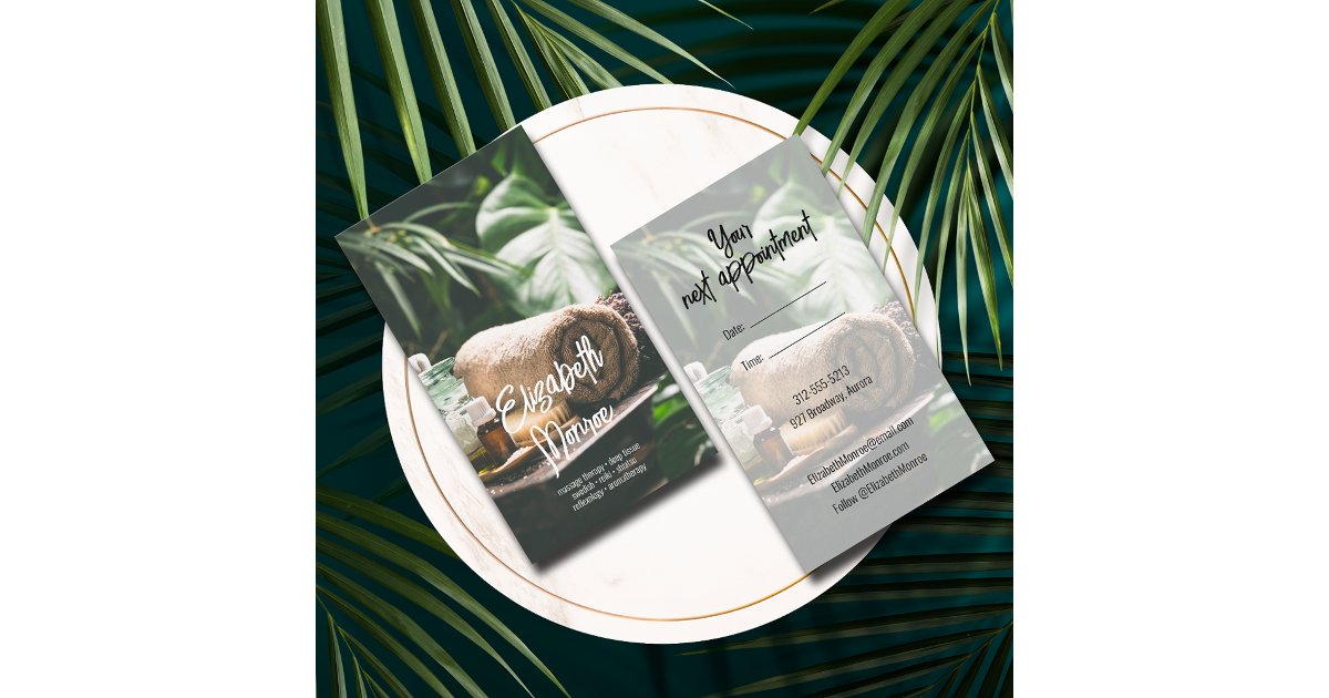 Spa Massage Therapist Script Appointment Card | Zazzle