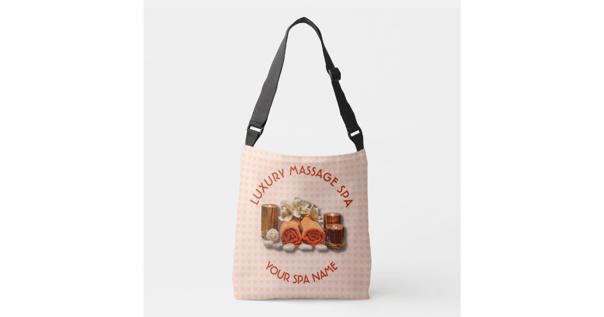 Spa Massage Therapy Salon Candle Stone With Name Crossbody Bag | Zazzle