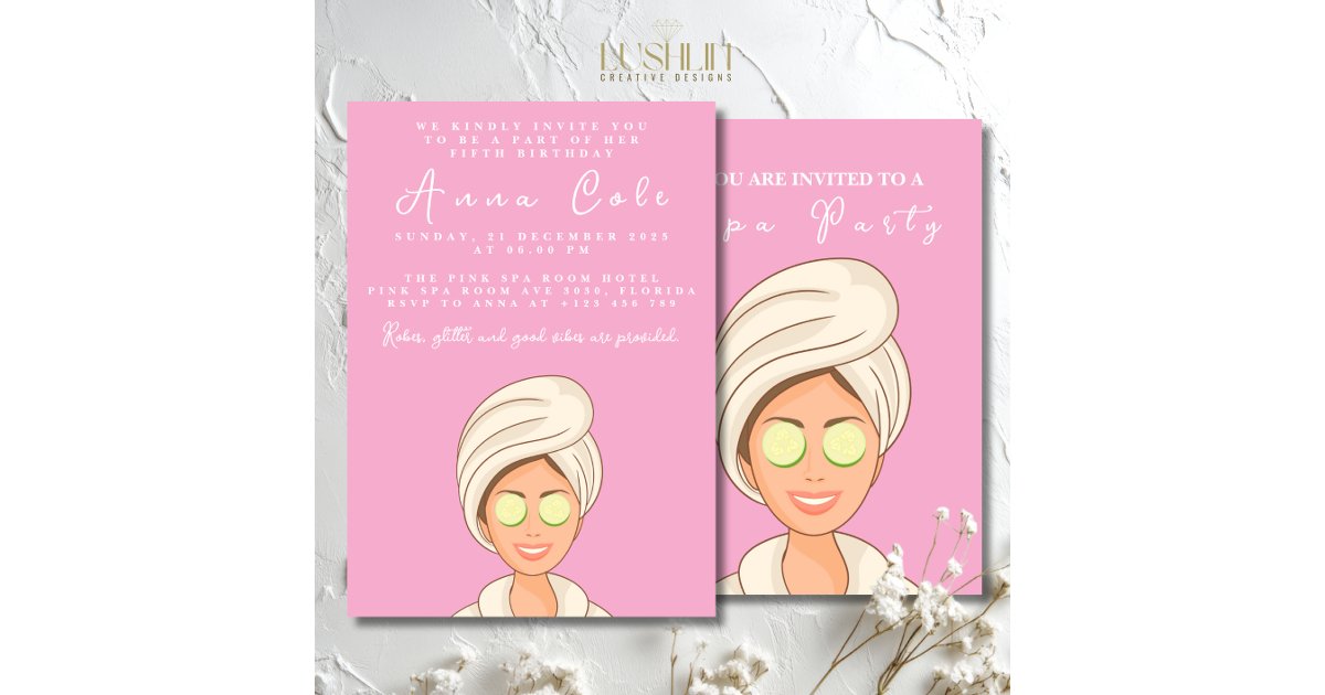 Spa Party Birthday Pamper Day Kids Invitation | Zazzle