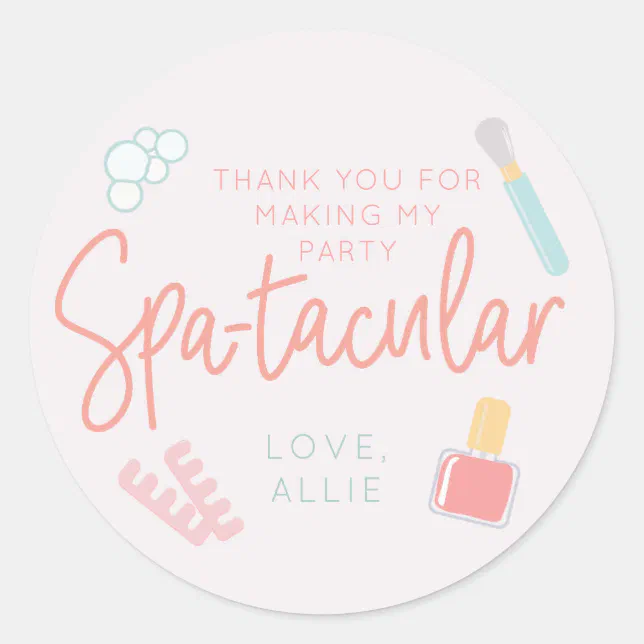 Spa Party custom design Classic Round Sticker | Zazzle