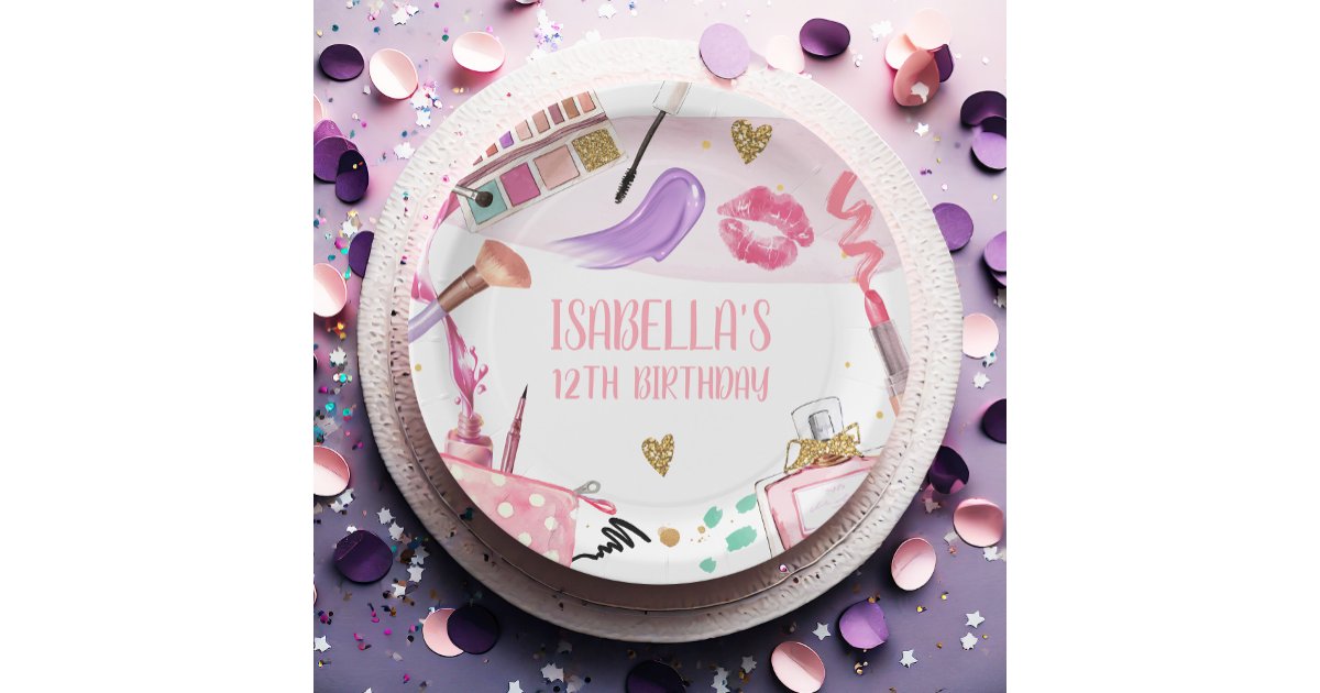 Spa Party Girl Glamour Makeup Birthday Party Paper Plates | Zazzle