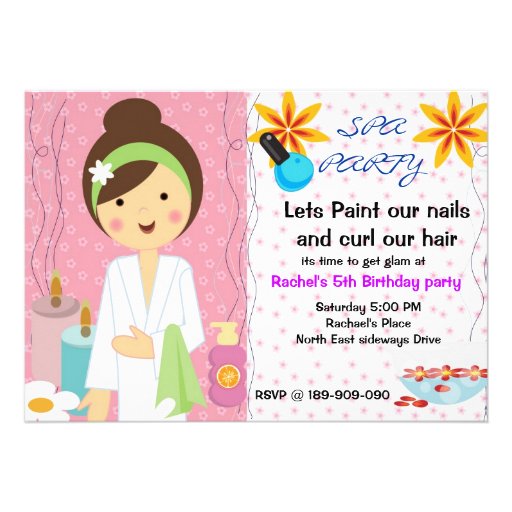 Spa Party girls birthday invitation 5" X 7" Invitation Card | Zazzle