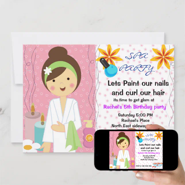 Spa Party girls birthday invitation | Zazzle