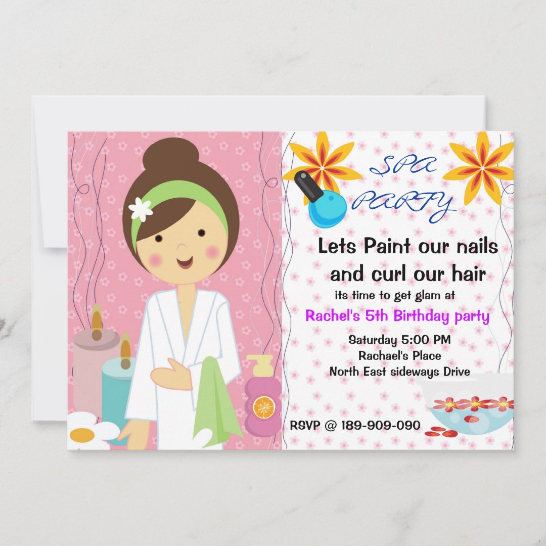 Spa Party girls birthday invitation | Zazzle