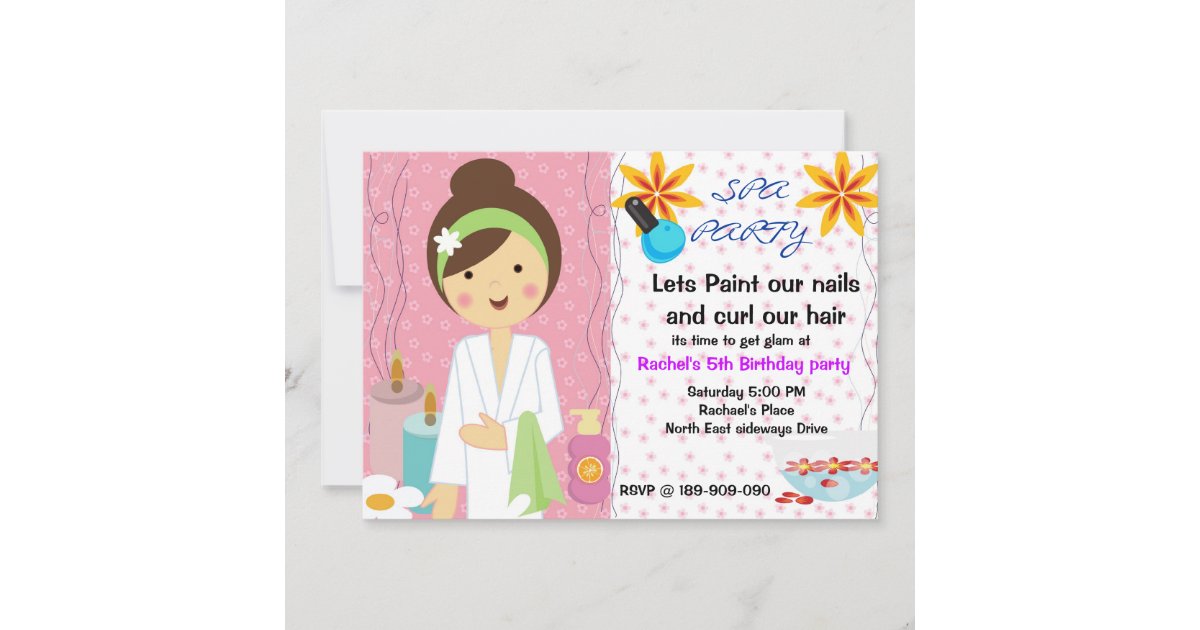 Spa Party girls birthday invitation | Zazzle