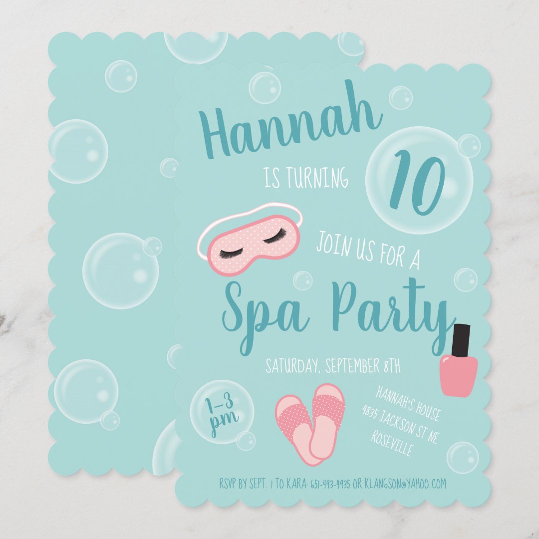 Spa Party Girls Birthday Party Invitation | Zazzle