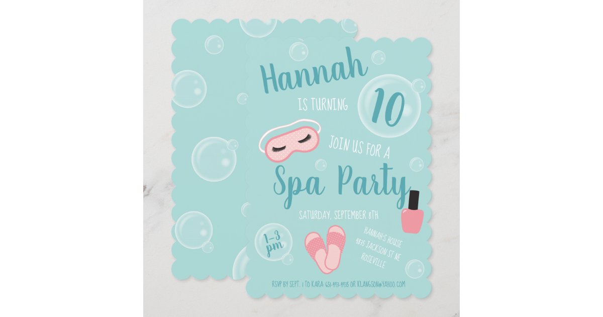 Spa Party Girls Birthday Party Invitation | Zazzle