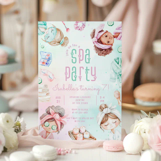 Spa party girls Glam Birthday party Invitation | Zazzle