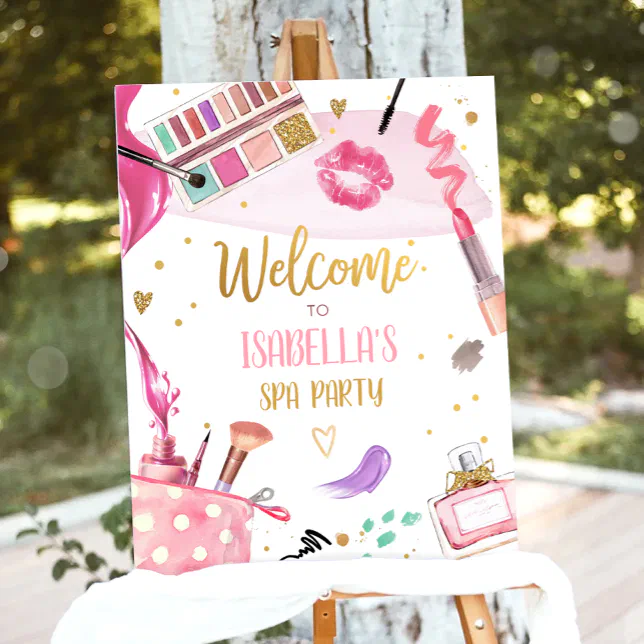 Spa Party Glitz Glam Makeup Girl Welcome Poster | Zazzle