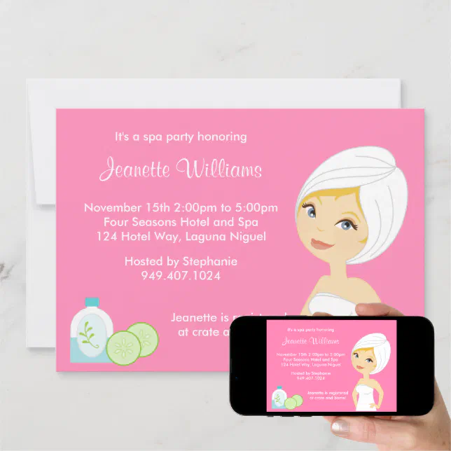 Spa Party Invitation | Zazzle