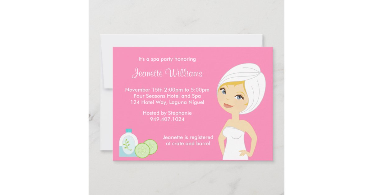 Spa Party Invitation | Zazzle