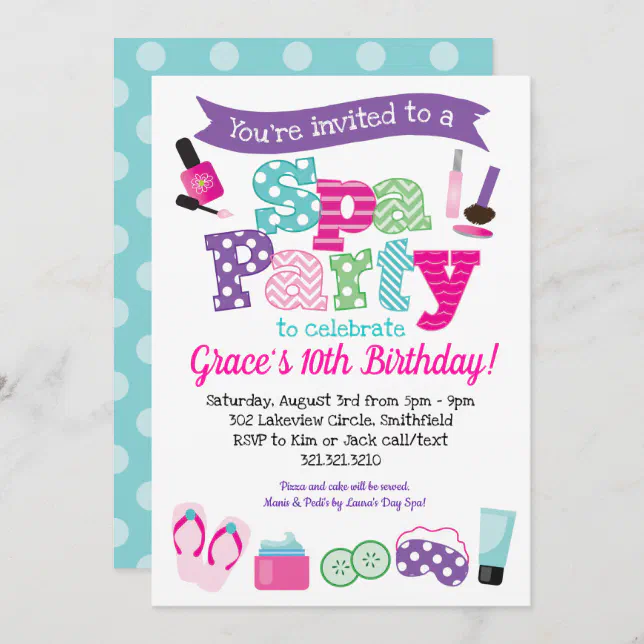 Spa Party Invitation - Kids Birthday Spa Party | Zazzle