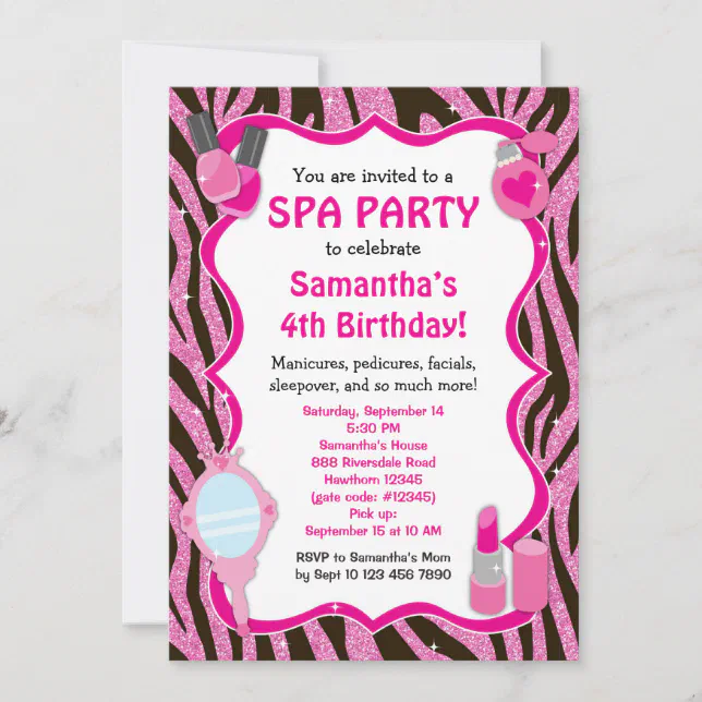 Spa Party Invitation, Spa Birthday sleepover Invitation | Zazzle