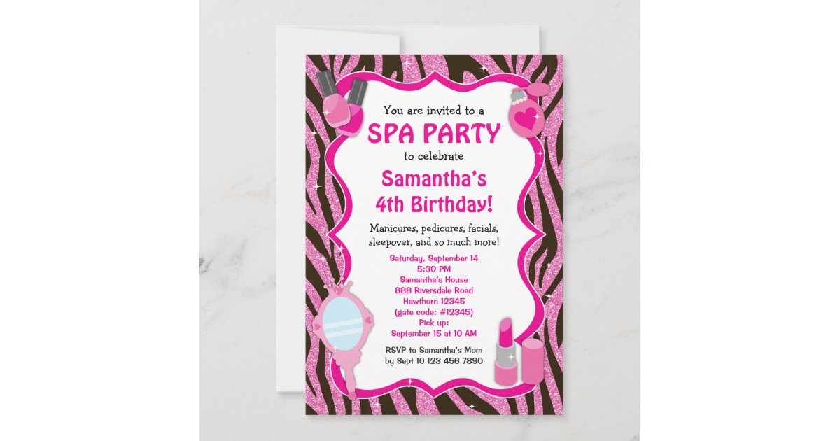 Spa Party Invitation, Spa Birthday sleepover Invitation | Zazzle