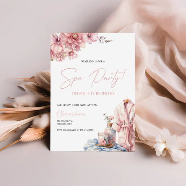 Spa Party Kids Birthday Invitation | Zazzle