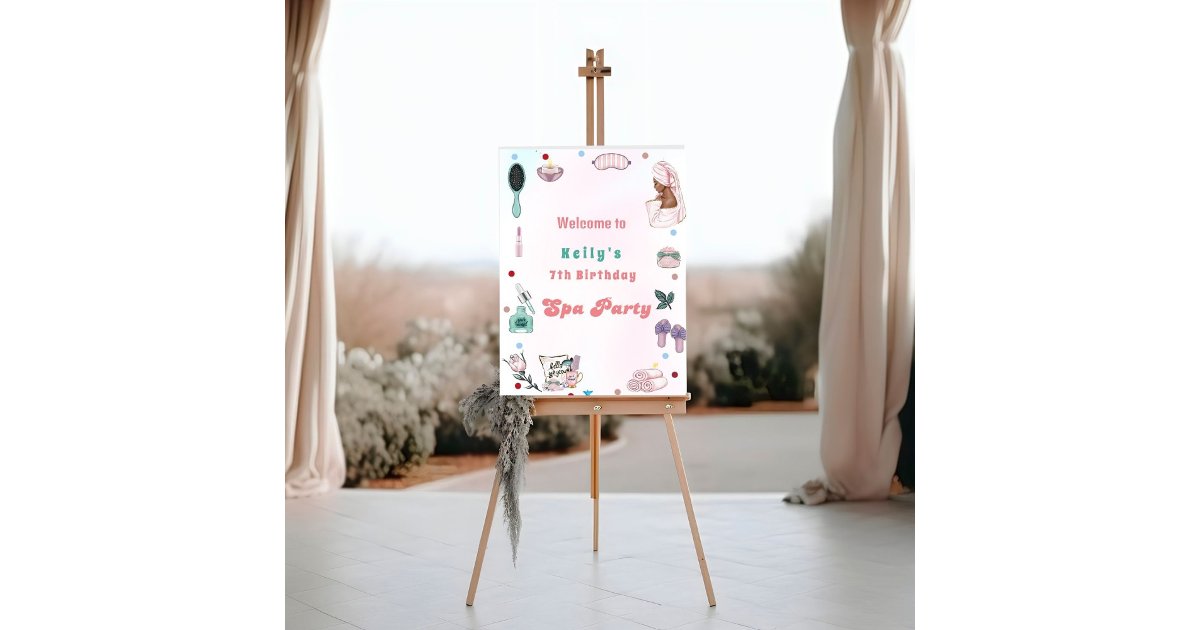 Spa Party Pamper Day Birthday Welcome Sign | Zazzle